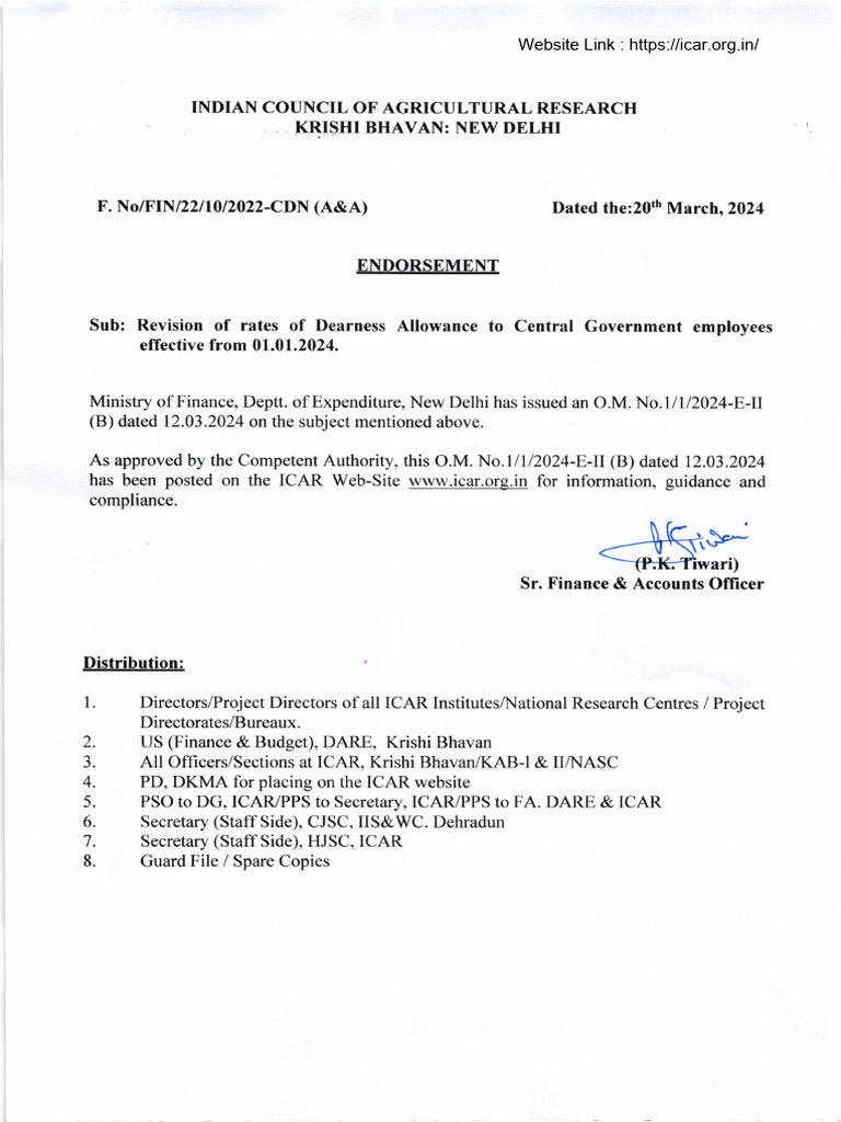 DA Order | PDF | Employment Compensation