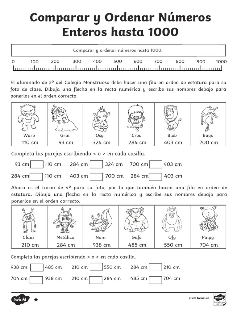 Comparar y Ordenar Numeros | PDF