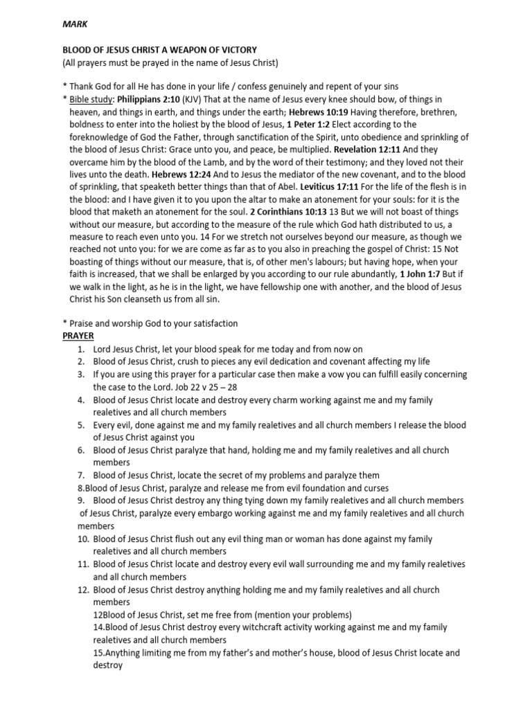 Victory Through the Blood of Jesus | PDF | Jesus | Christian Belief And ...