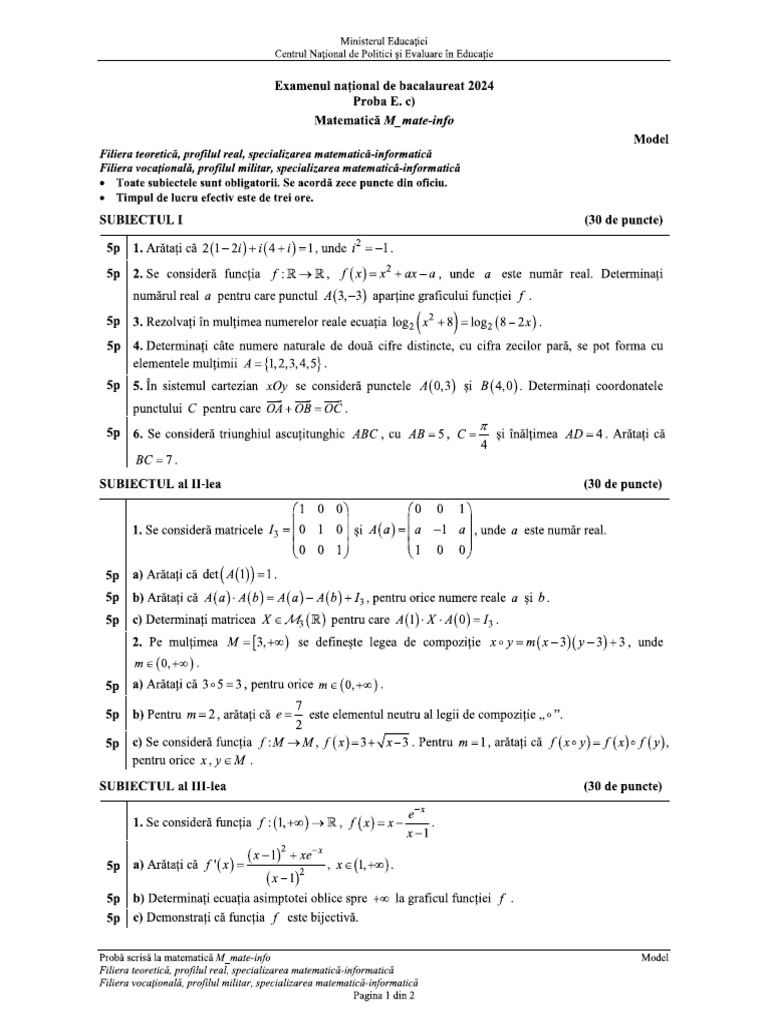 Model Bac 2024 | PDF