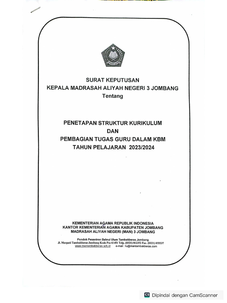 SK Pembagian Tugas 2023-2024 | PDF