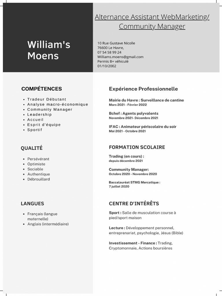 CV Alternance Assistant WebMarketing | PDF