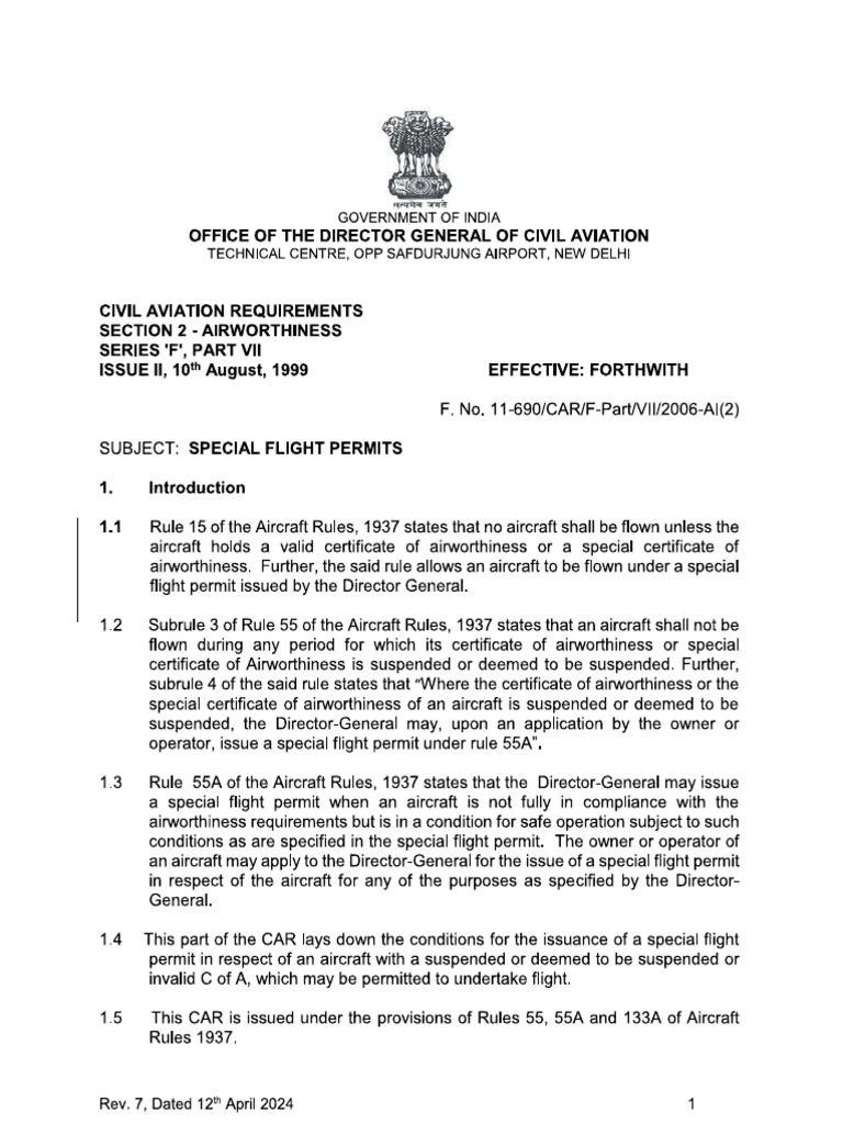 Special Flight Permits | PDF