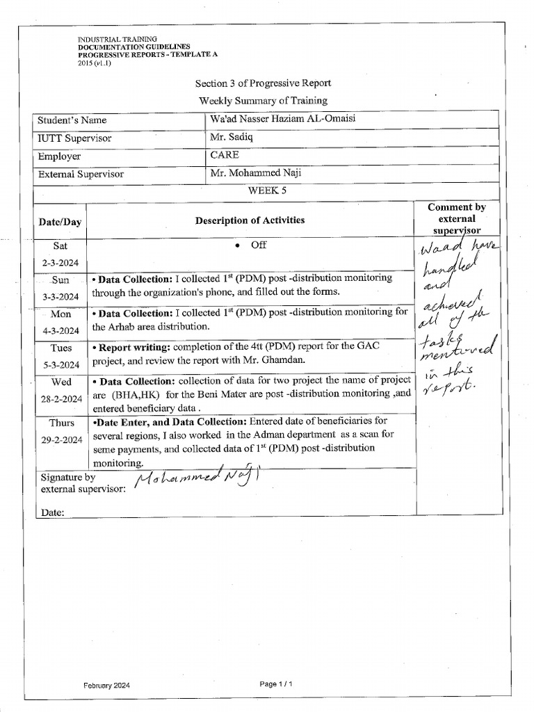 Progressive Report Week 5 | PDF