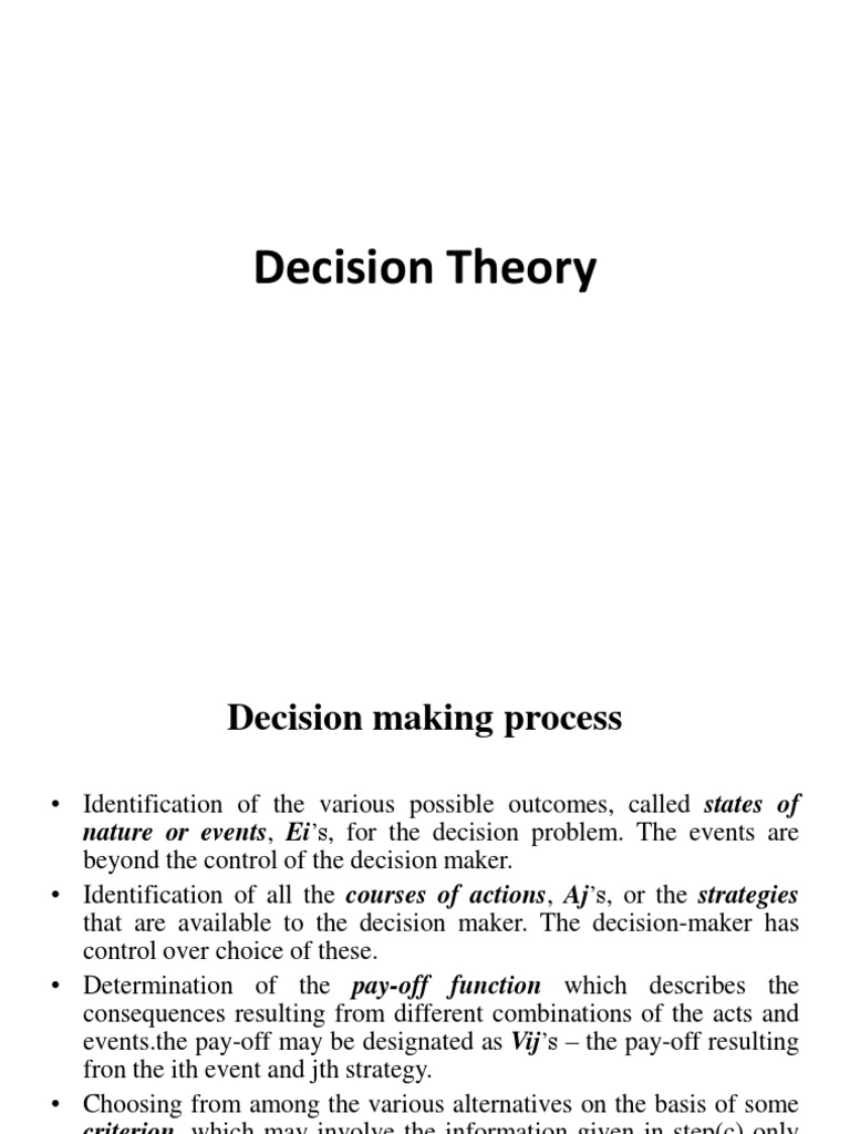 Decision Theory | PDF | Decision Making | Rationality