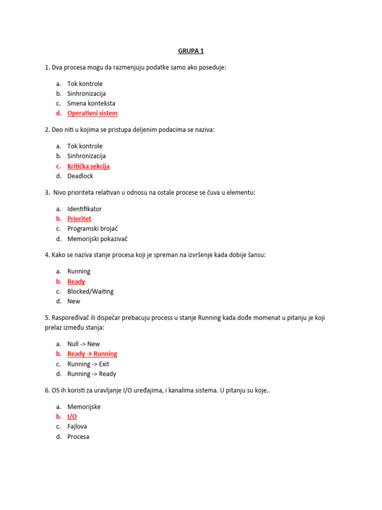 OS Grupa 1 Resenje | PDF