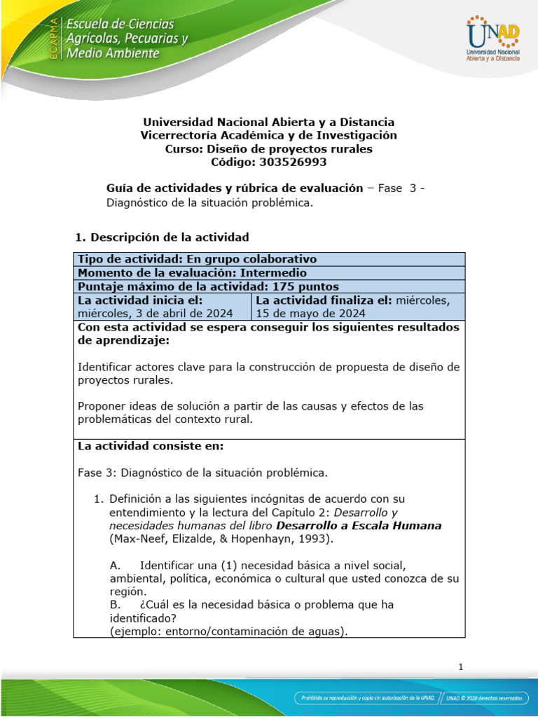 Guía de Actividades y Rúbrica de Evaluación - Unidad 2 - Fase 3 - Diagnóstico de La Situación ...