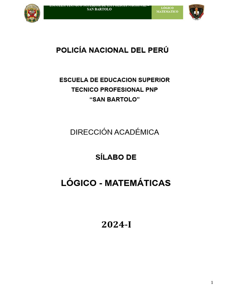 Silabo-Logica Matematicas 2024 | PDF | Proposición | Lógica
