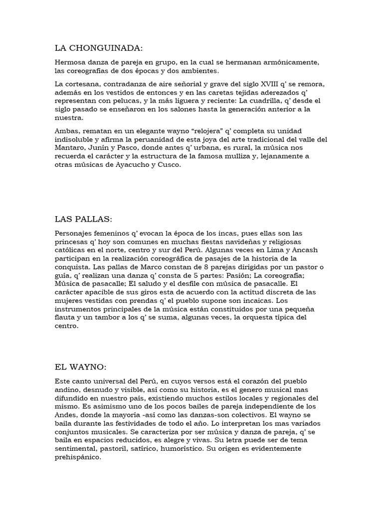 Danzas Del Peru Descargar Gratis Pdf Bailes Perú