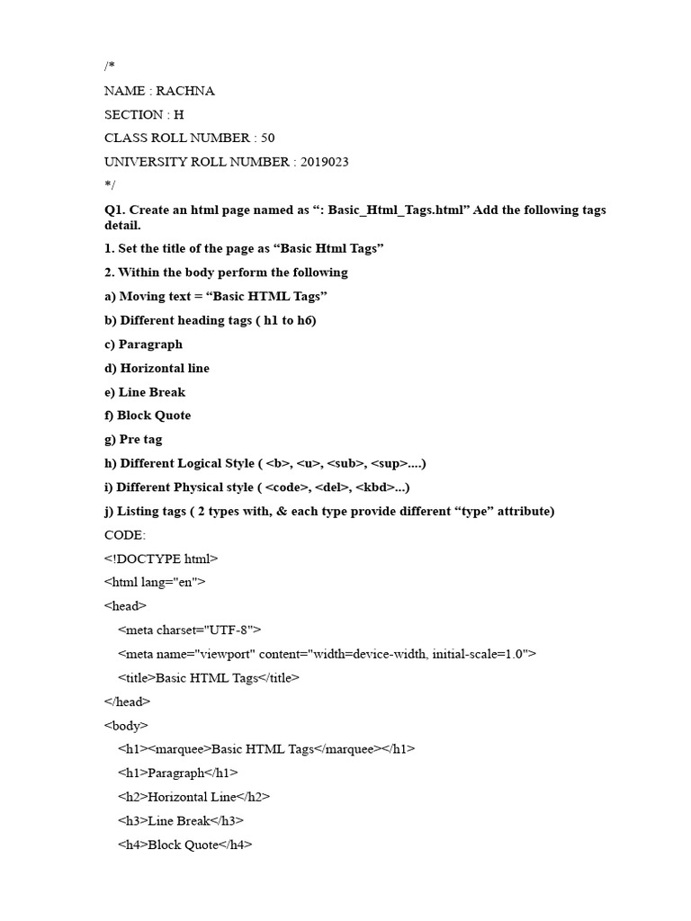 Lab Webd Rachna | PDF | Html Element | Html