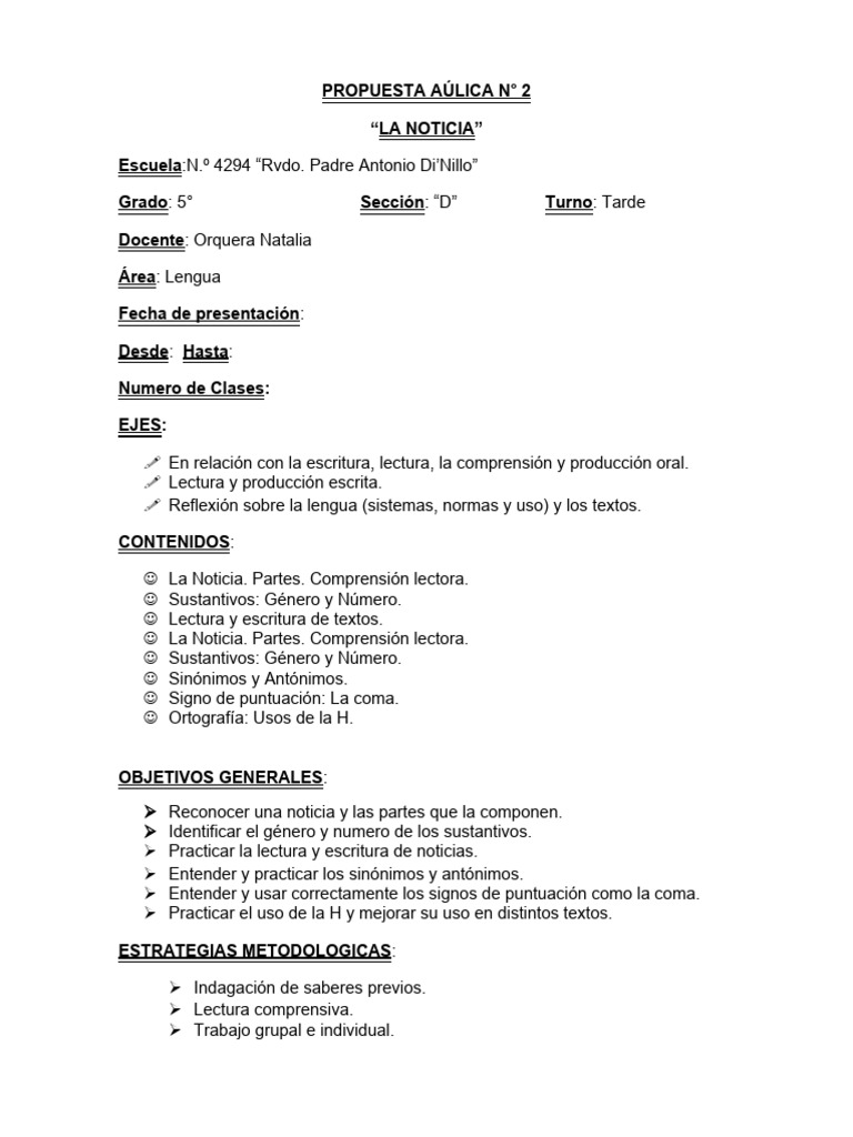 Propuesta 2 Lengua - 091401 | PDF | Comprensión lectora | Sustantivo