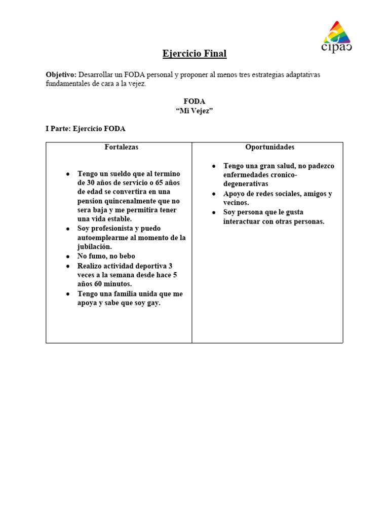 EJERCICIO FINAL | PDF | Costo de la vida | Vejez