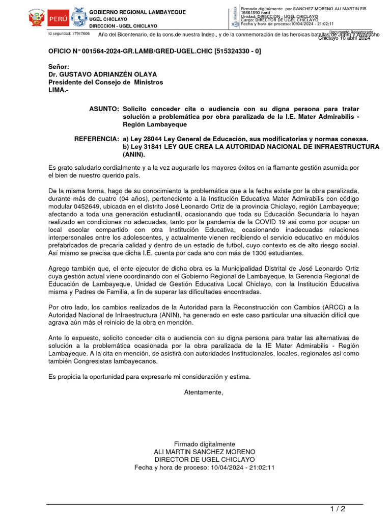 OFICIO N° 001564-2024 | PDF