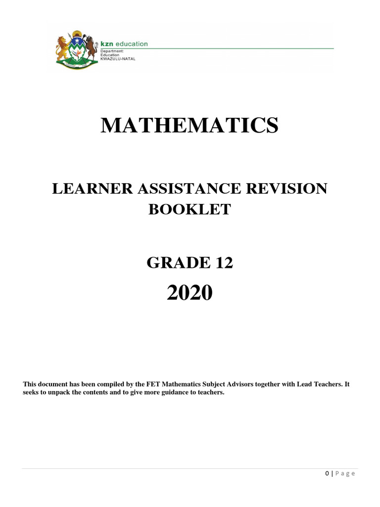 Grade 12 Mathematics Revision Guide | PDF | Factorization | Equations