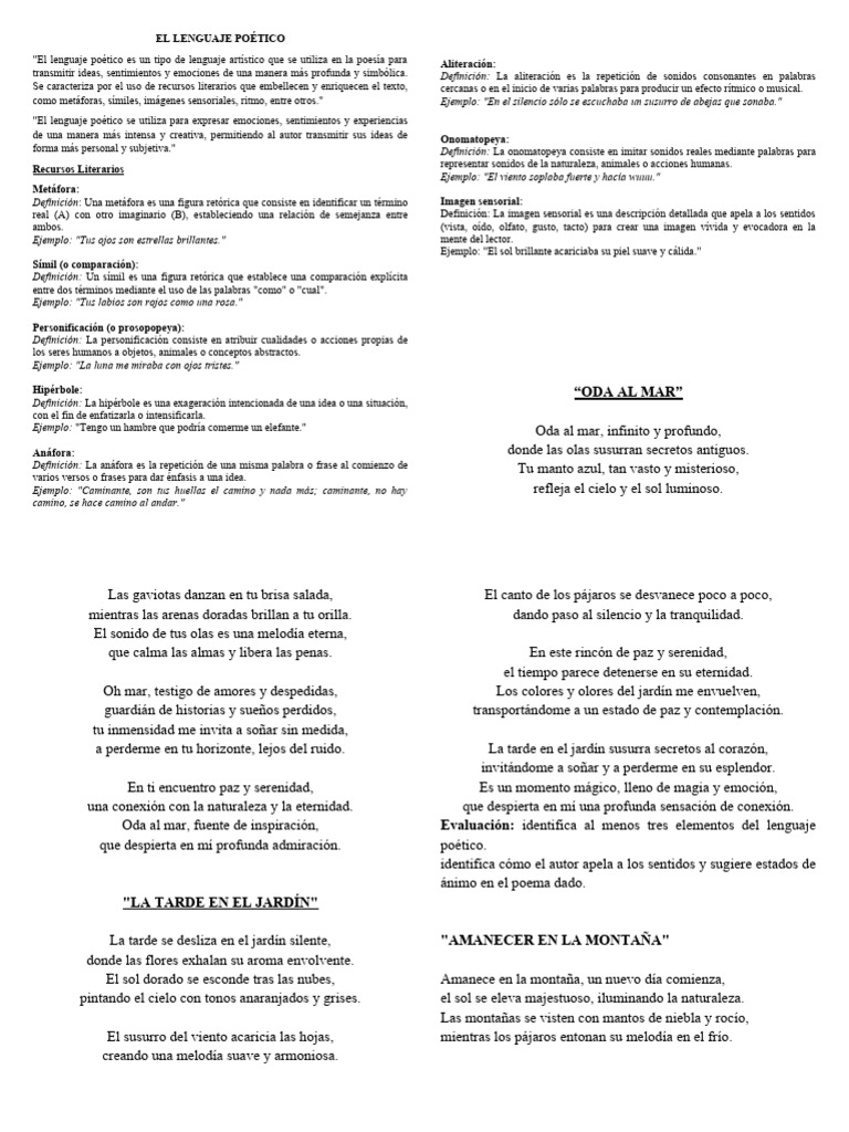 Definición y recursos del lenguaje poético | PDF | Metáfora | Poesía