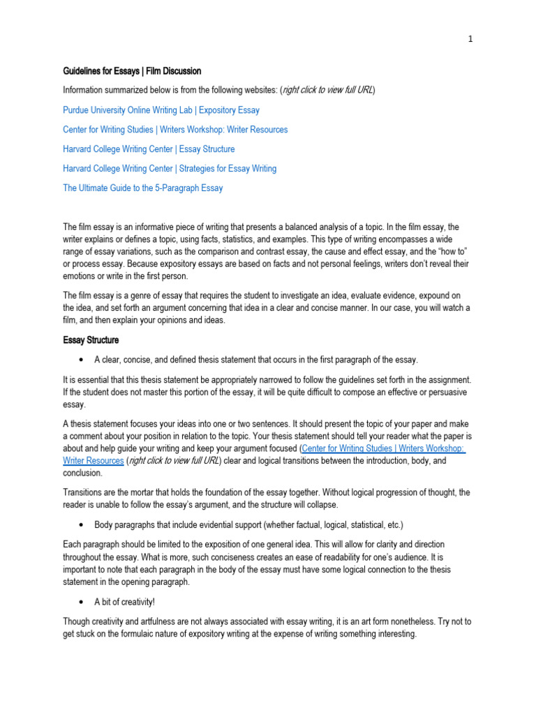 ANT2410-Guidelines For Film Discussion and Rubric | PDF | Essays ...