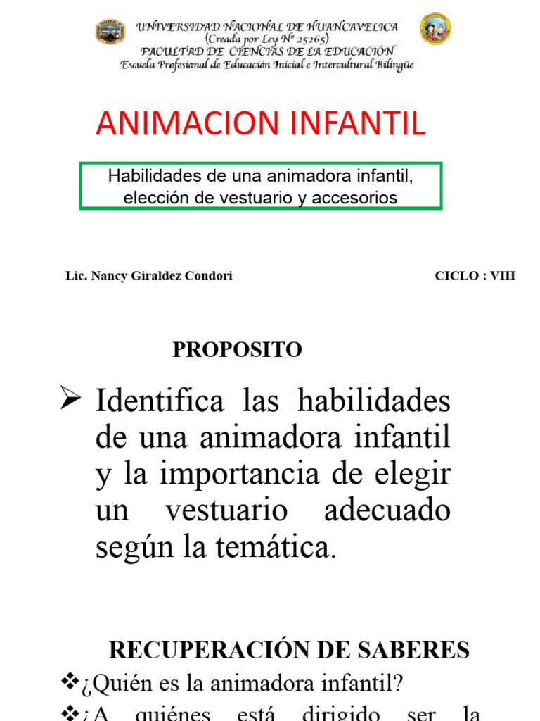 Habilidades y vestuario de animadoras infantiles | PDF | Relaciones ...