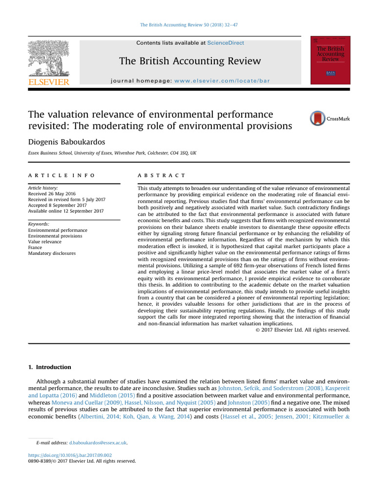 The Valuation Relevance of Environmental Performance Rev - 2018 - The ...