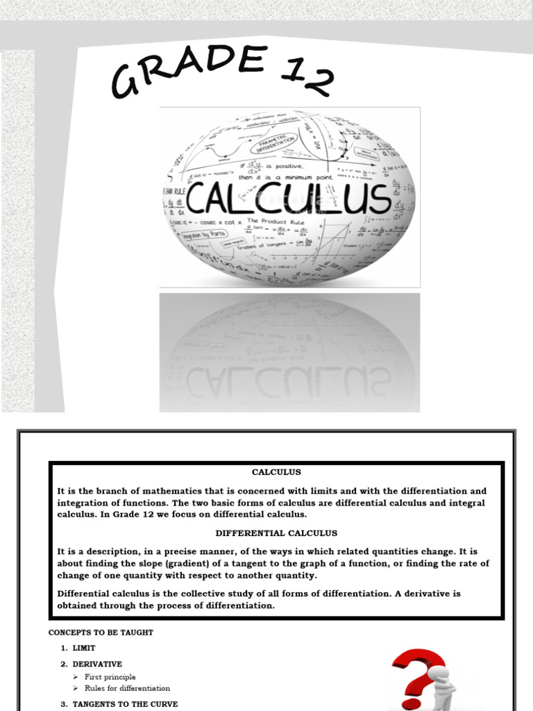 Grade 12 Differential Calculus Guide | PDF | Calculus | Derivative