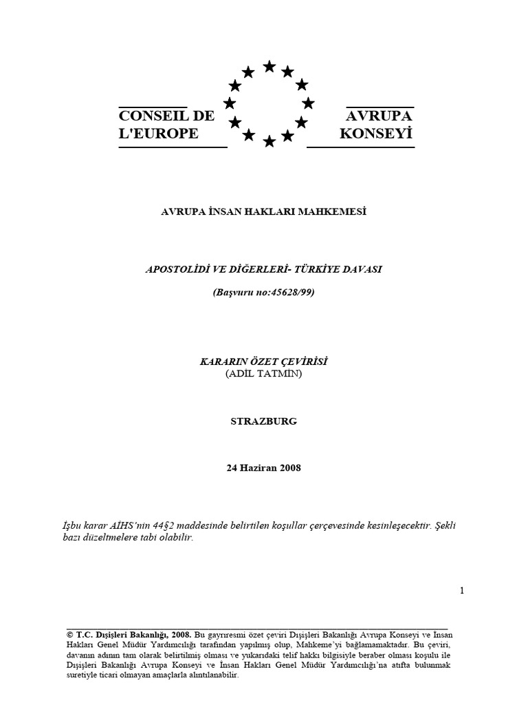 CASE OF APOSTOLİDİ AND OTHERS v. TURKEY - (Turkish Translation) by The ...