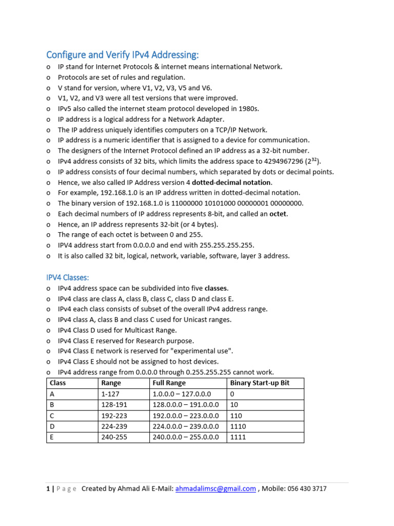 3-IPv4 Addressing | PDF | Ip Address | Computer Network