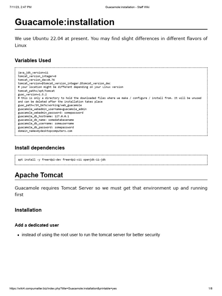 Install Apache Guacamole on Ubuntu 22.04 | PDF | Software | Computing