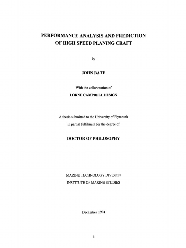 Performance Analysis and Prediction of High Speed Planing Craft | PDF ...