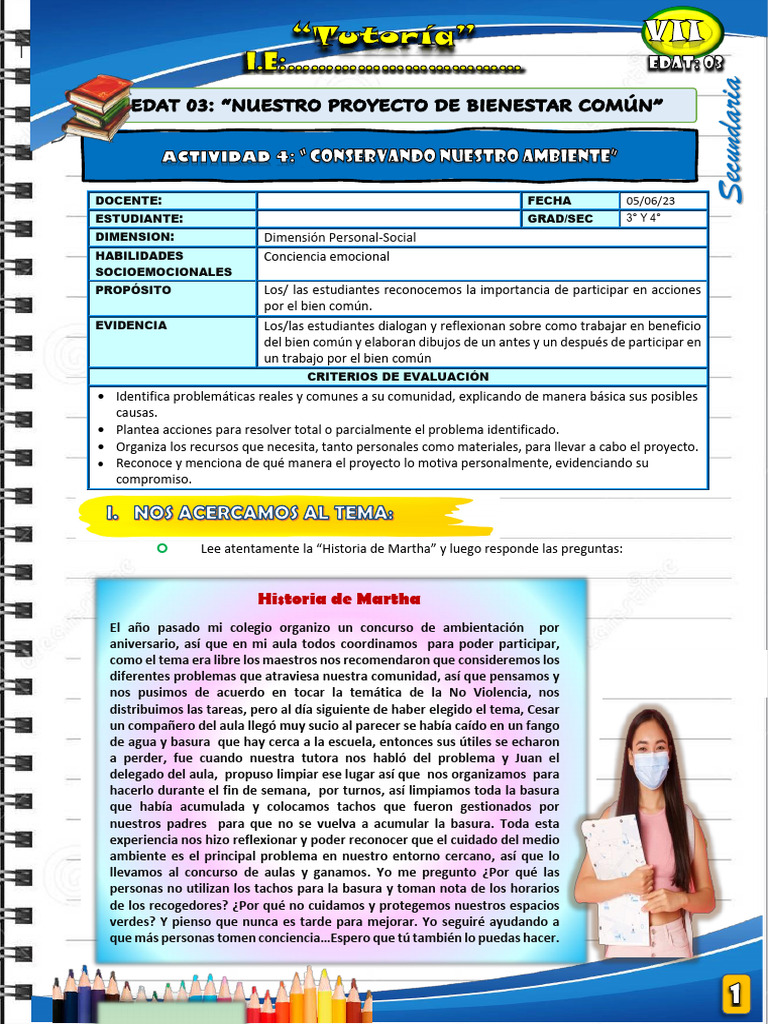 Proyecto de Bienestar Común en Secundaria | PDF | Las emociones ...