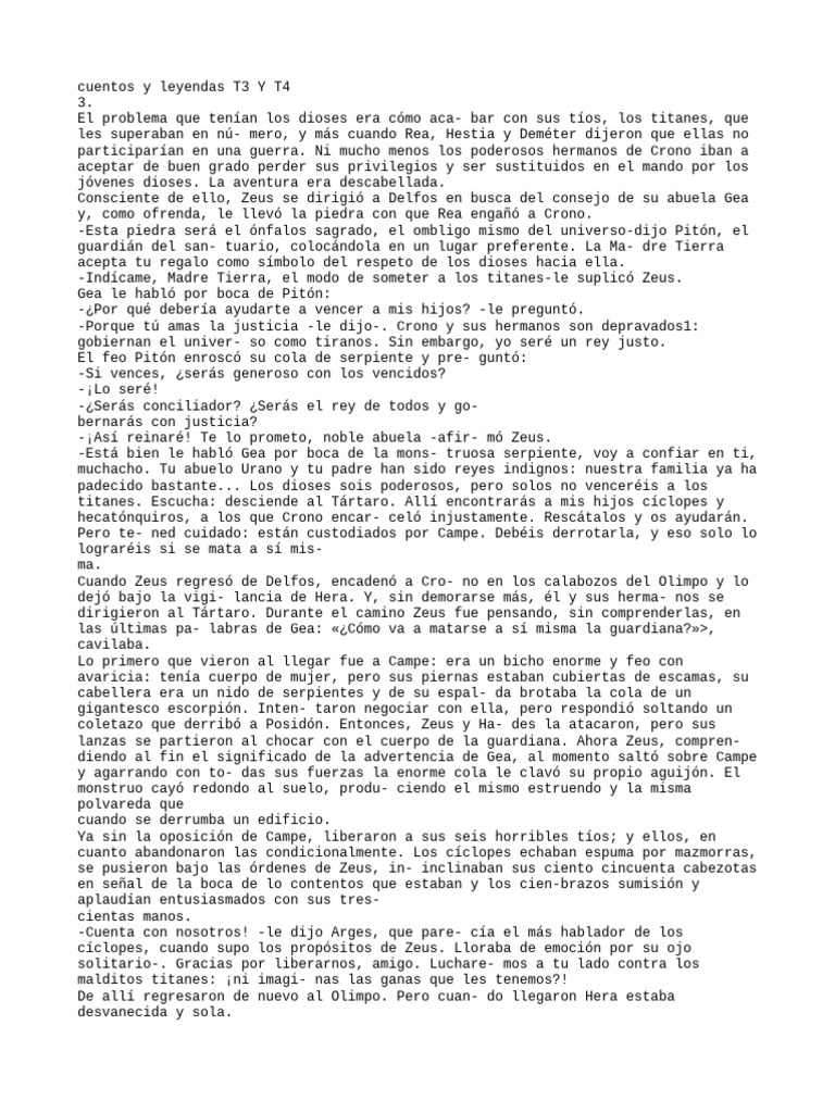 Cuentos y Leyendas t3 y t4 | PDF | Zeus | infierno