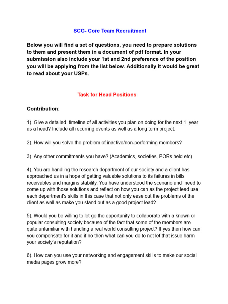 SCG Core Team Recruitment Guide | PDF | Career & Growth | Business
