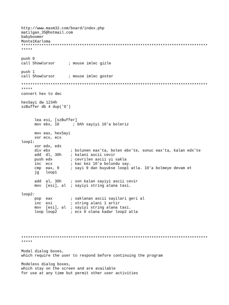 Asembler Ogrendiklerim | PDF