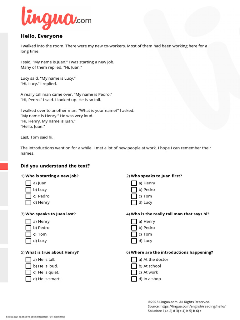 Hello, Everyone | PDF