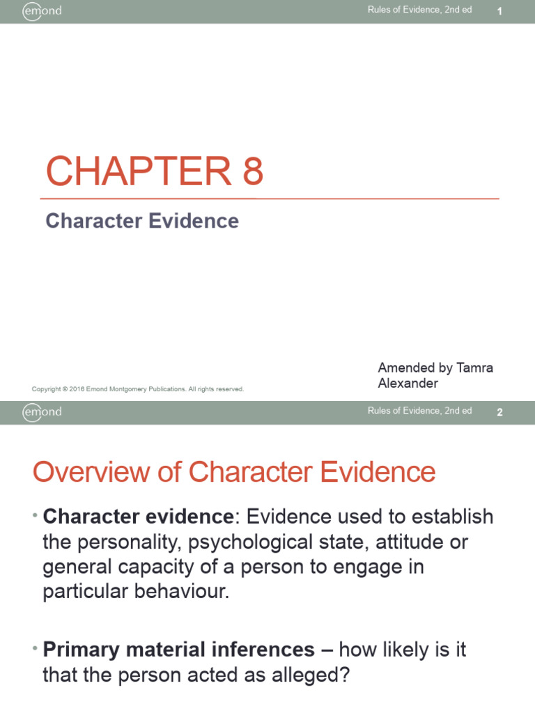 Character Evidence | PDF | Relevance (Law) | Evidence (Law)