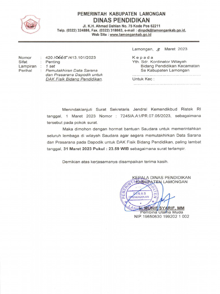 Surat Pemutakhiran Data | PDF