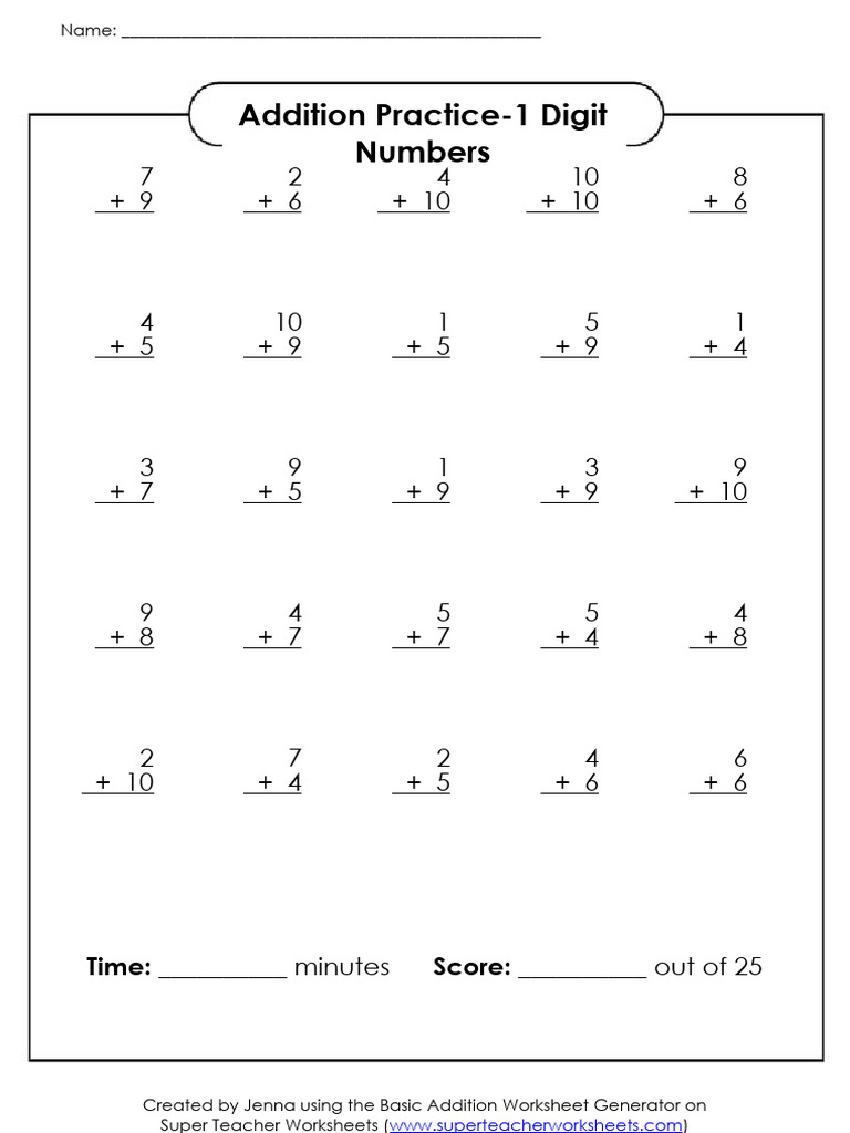 Kids' Single-Digit Addition Practice | PDF