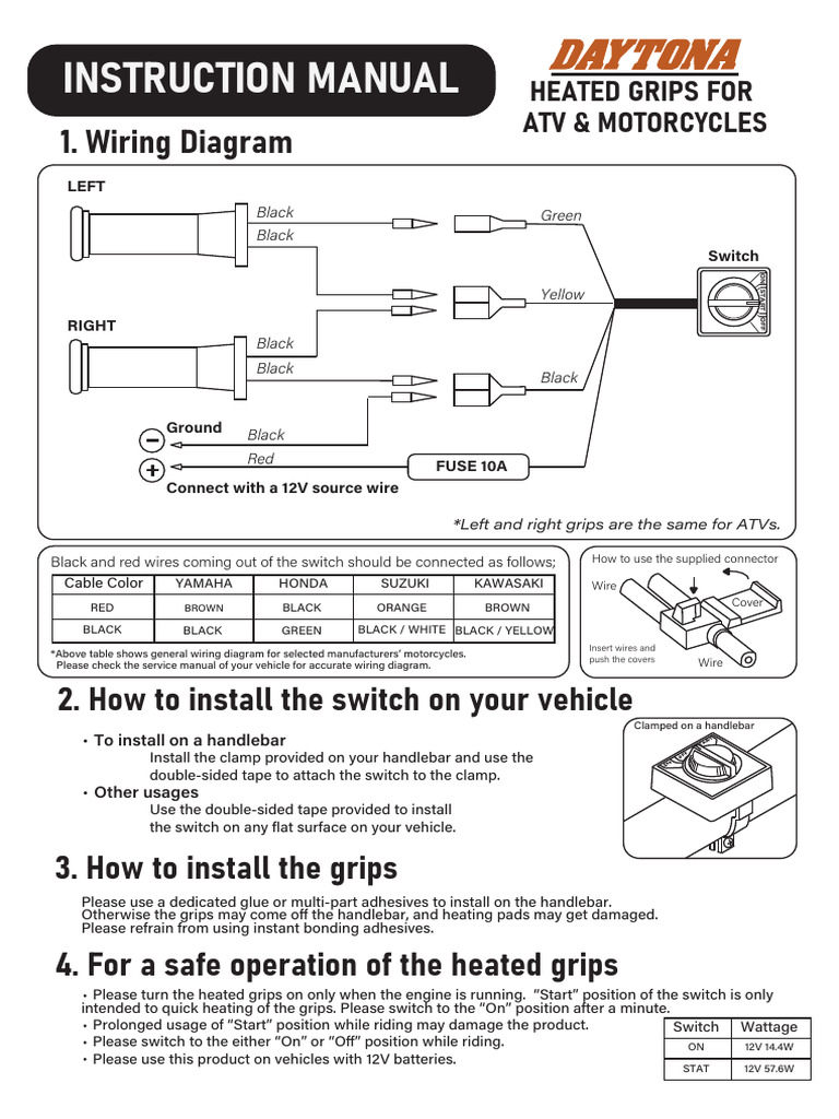 Manual Heated Grips English 86607 86608 | PDF