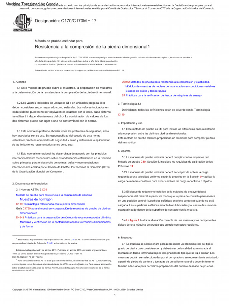 C170 - C170M-17 Standard Test Method For Compressive Strength of ...