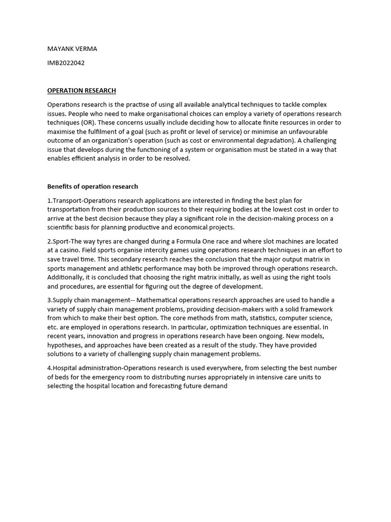 Operations Research Applications Explained | PDF | Operations Research ...