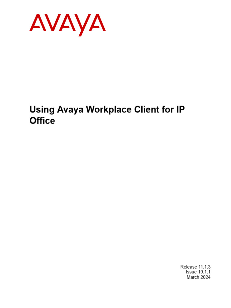 Using Avaya Workplace Client For IP Office - En-Us | PDF | Microsoft ...