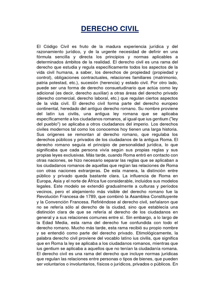 Resumen Del Derecho Civil | PDF | Derecho Civil (Common Law) | Propiedad