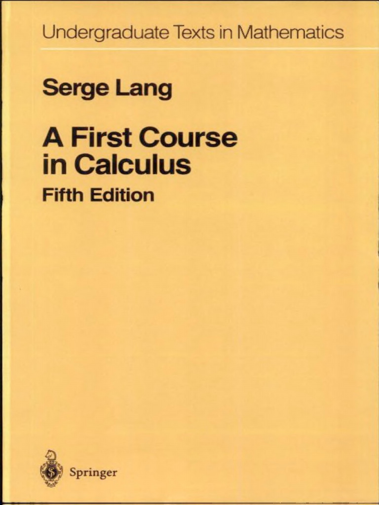 S Lang A First Course in Calculus | PDF