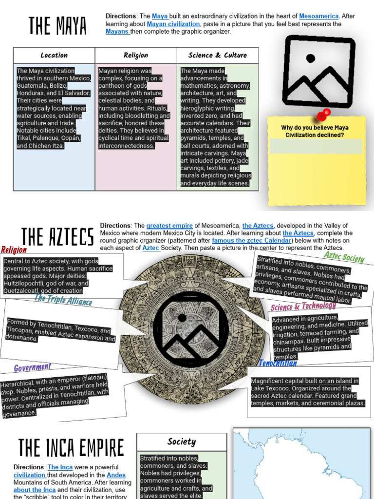 The Maya, Inca, and Aztec Slides | PDF | Maya Civilization | Mesoamerica