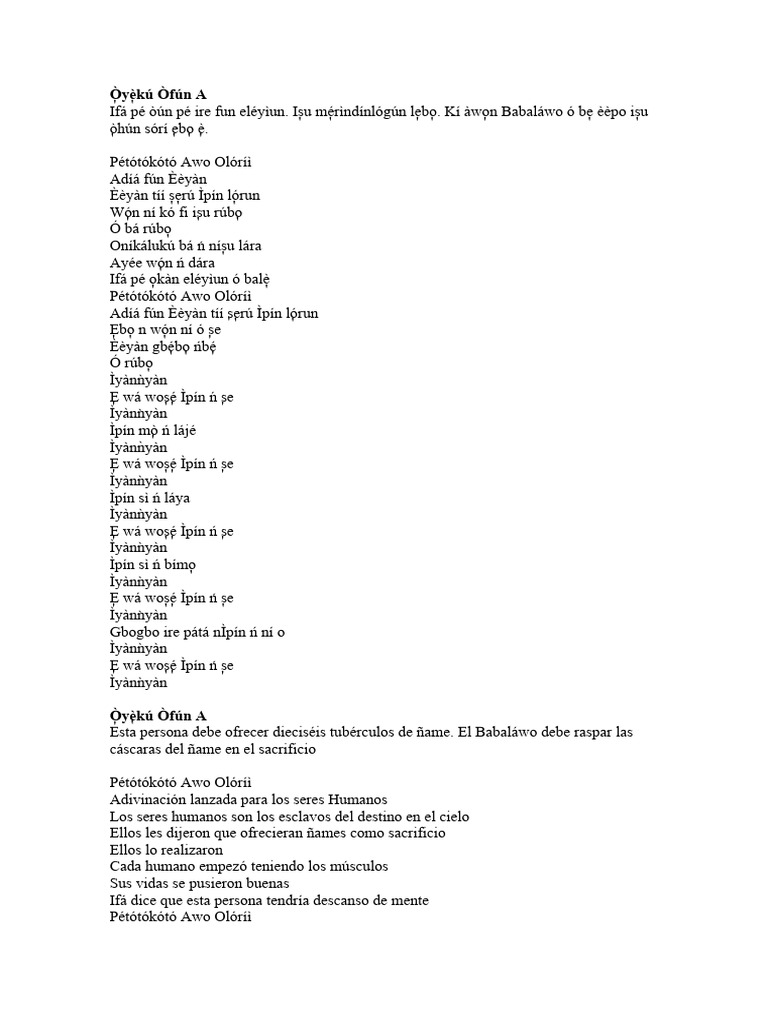 Òyèkú Òfún A-B | PDF | Religión y espiritualidad