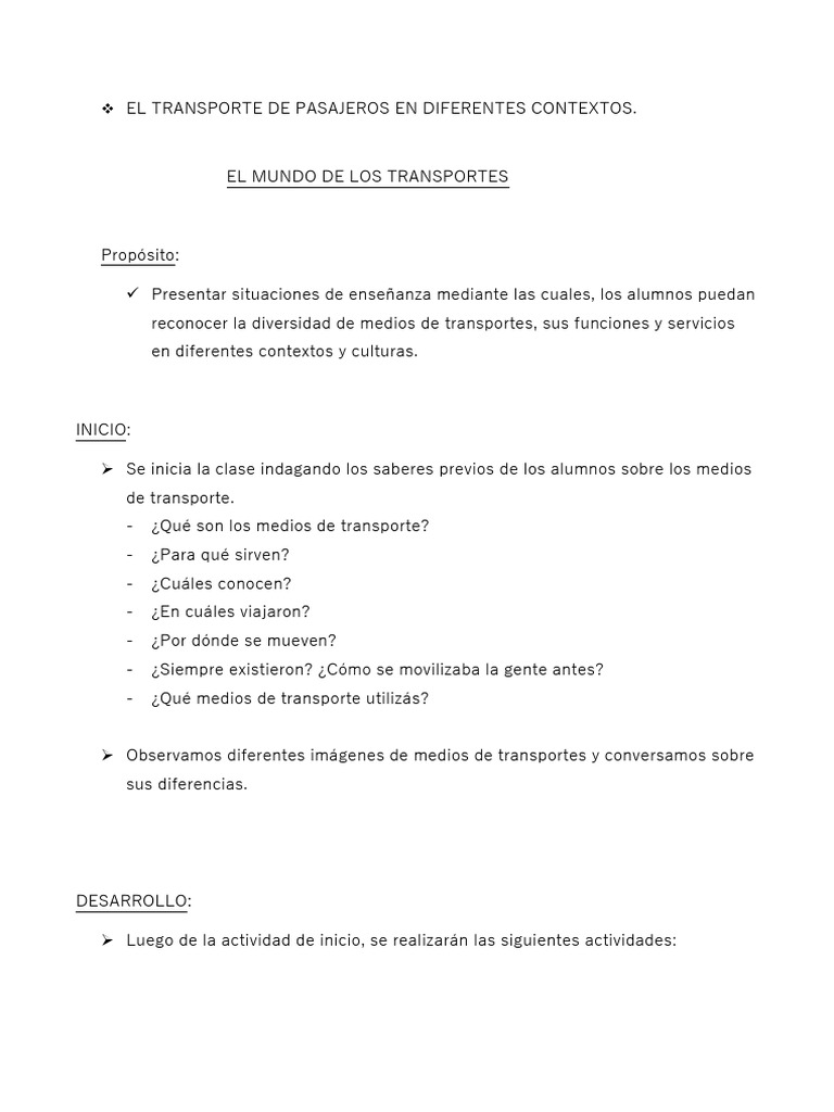 Medios de Transportes | PDF | Transporte