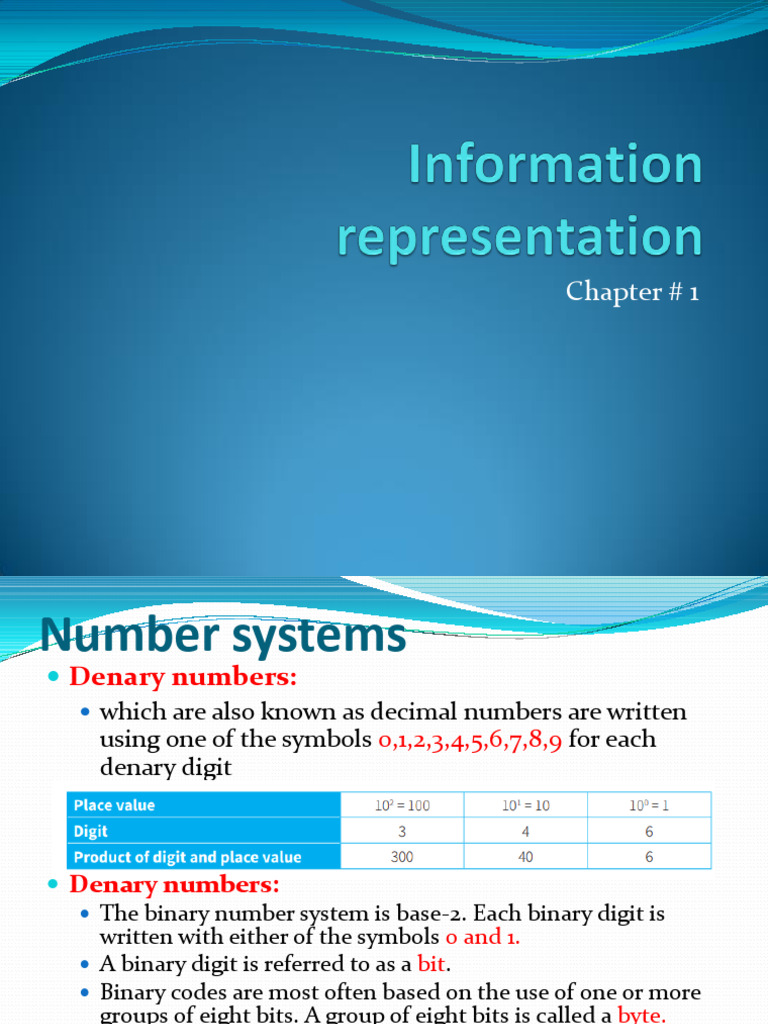 CH#1 Information Representation | PDF | Data Compression | Binary Coded Decimal