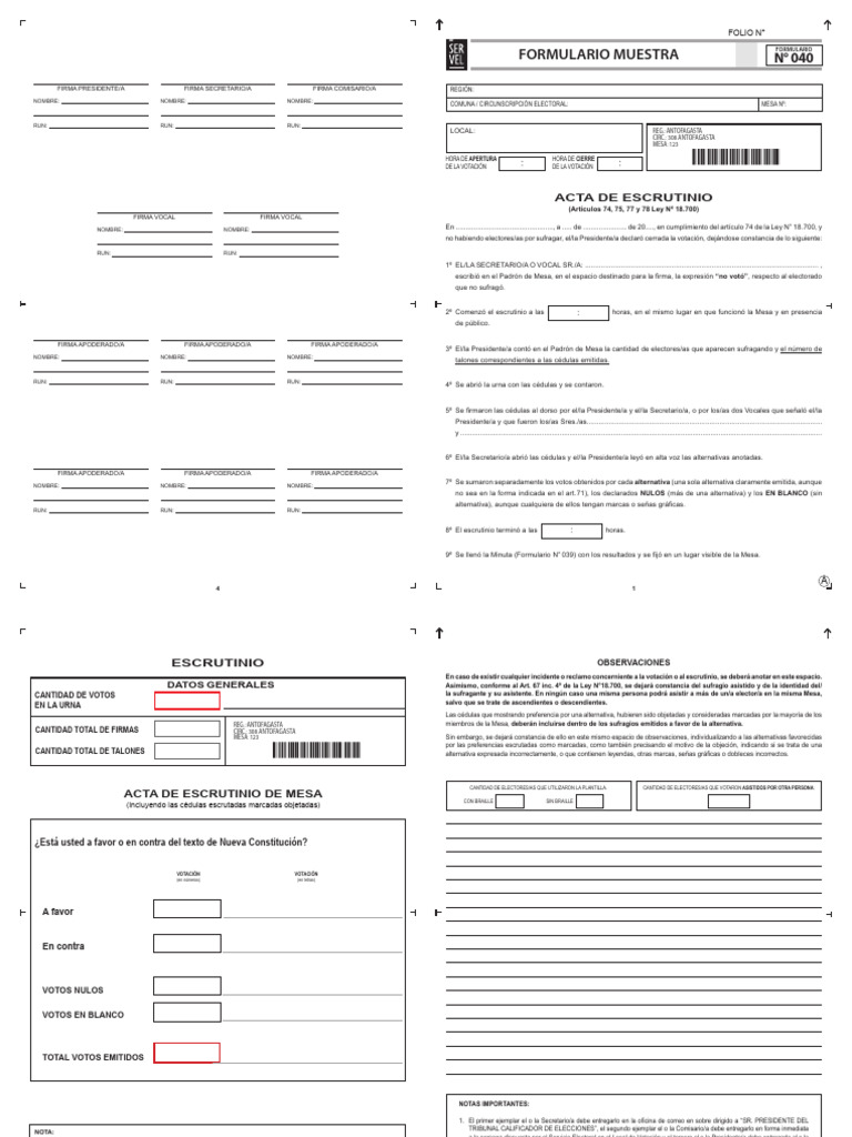 Form 040 - Form. Muestra | PDF | Votación | Democracia