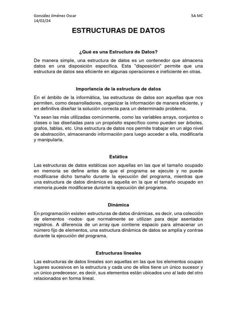 Estructuras de Datos | PDF | Programa de computadora | Programación