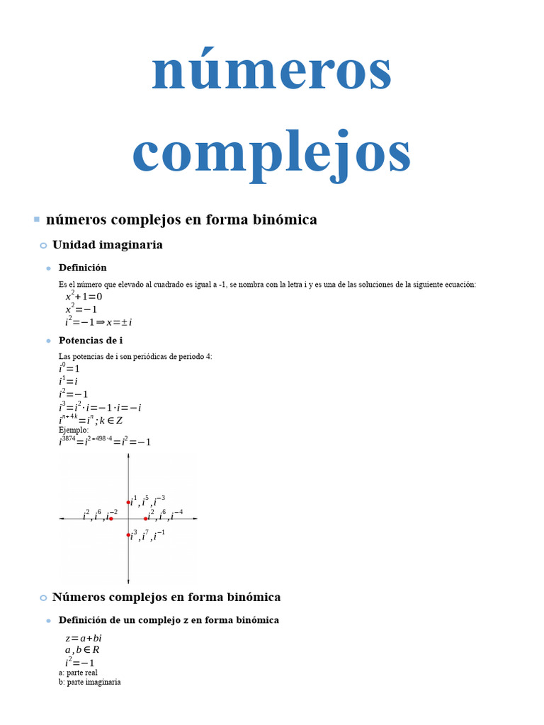 Números Complejos 1ºbach | PDF | Número complejo | Ecuaciones