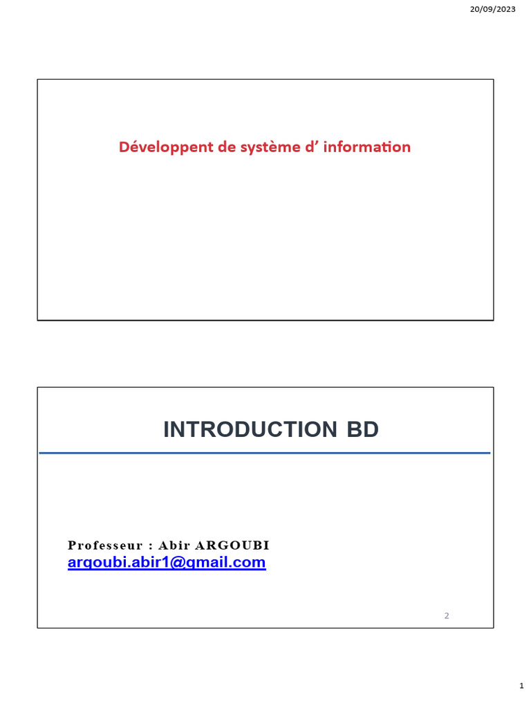 Chap 1. Introduction | PDF | SQL | Bases de données