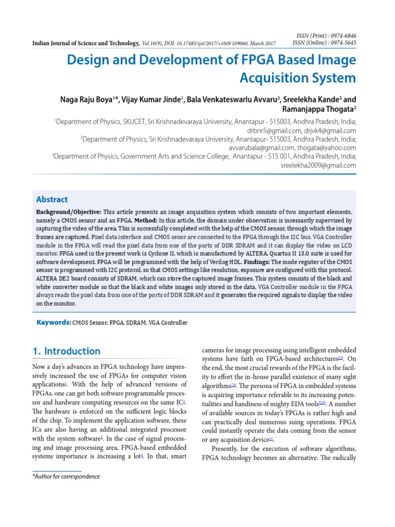 Fpga Image Accquigision Pdf Field Programmable Gate Array Dynamic Random Access Memory